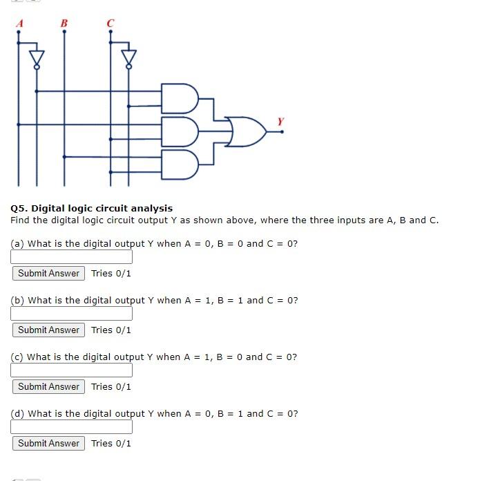 Solved B с Q5. Digital logic circuit analysis Find the | Chegg.com