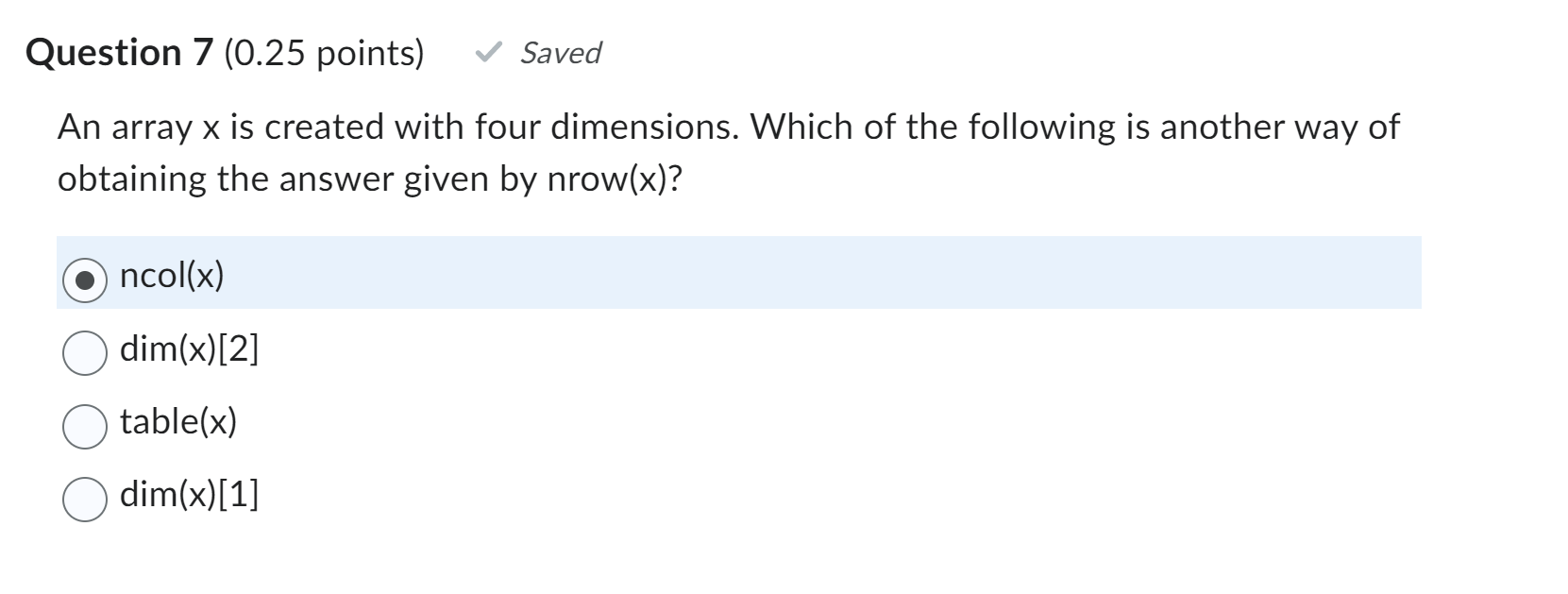 Solved An array x is created with four dimensions. Which of | Chegg.com