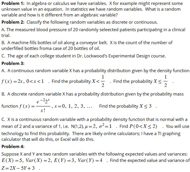 Solved Problem 1: In algebra or calculus we have variables. | Chegg.com
