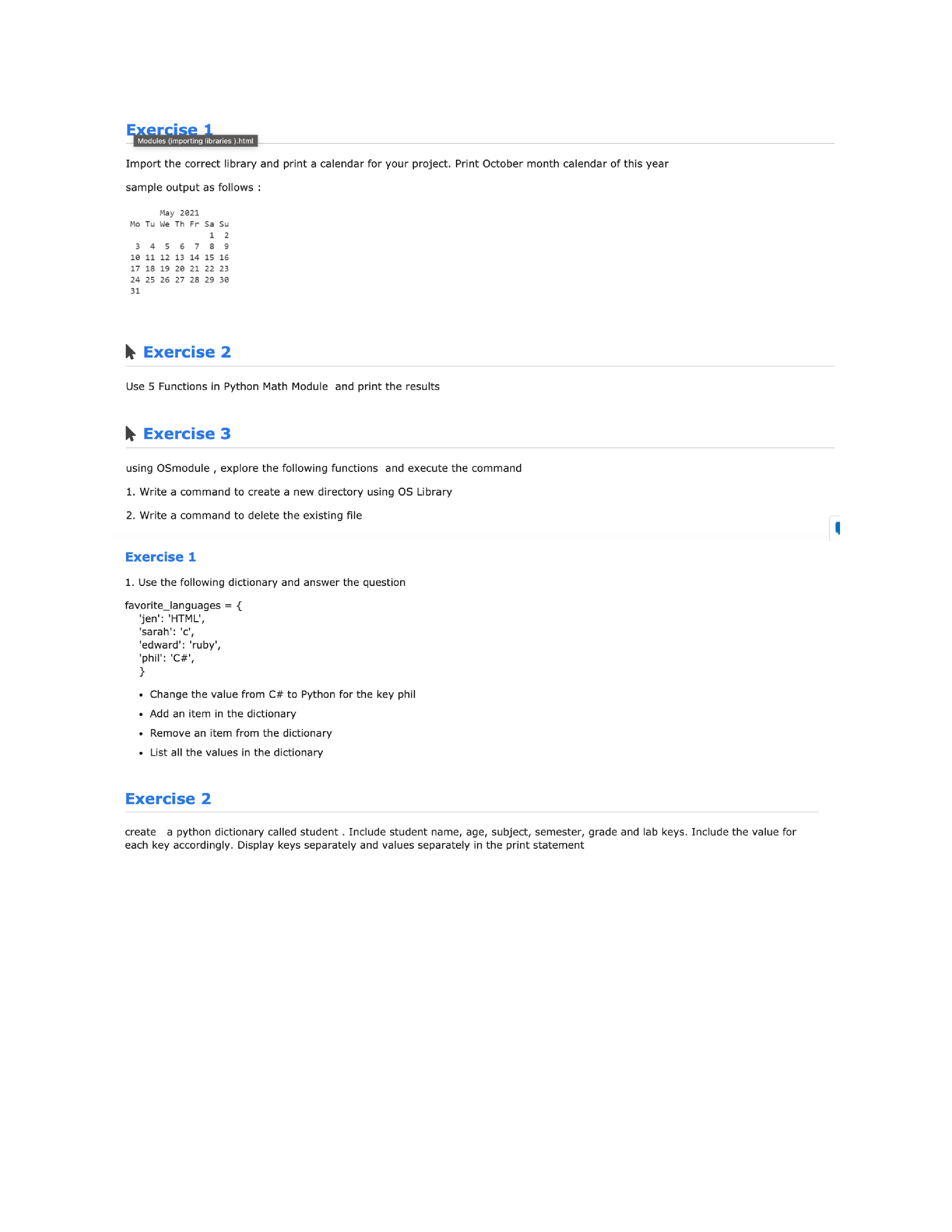 Solved Import the correct library and print a calendar for | Chegg.com