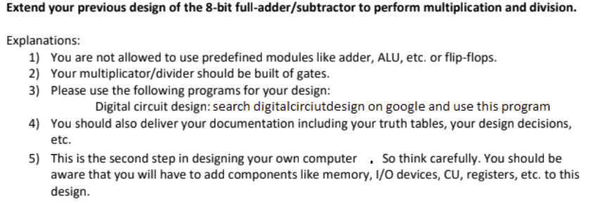 Solved Extend your previous design of the 8-bit | Chegg.com