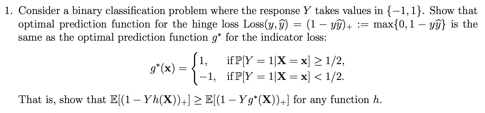 1. Consider a binary classification problem where the | Chegg.com