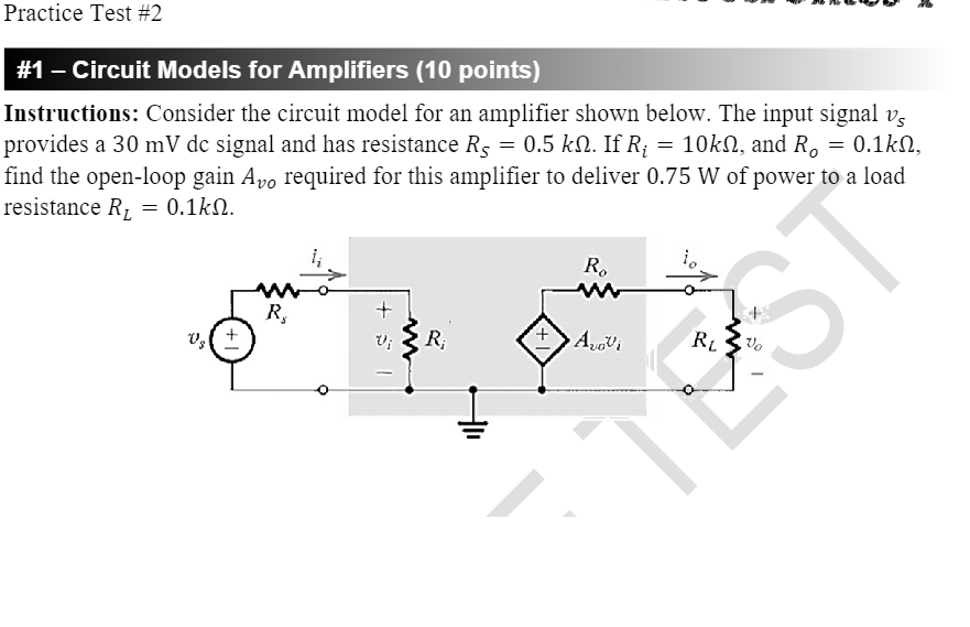 Solved Instructions: Consider the circuit model for an | Chegg.com