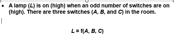 A lamp (L) ﻿is on (high) ﻿when an odd number of | Chegg.com