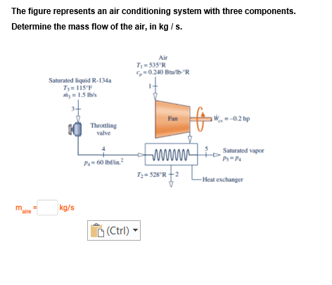 Solved The figure represents an air conditioning system with | Chegg.com