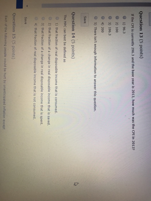 Solved Question 11 (5 points) Which of the following would | Chegg.com