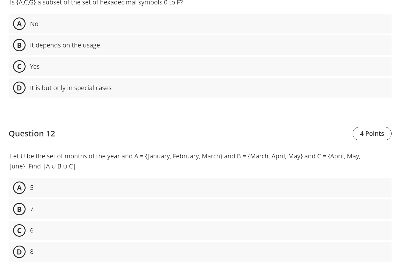 Solved Is {A,C,G} a subset of the set of hexadecimal symbols | Chegg.com