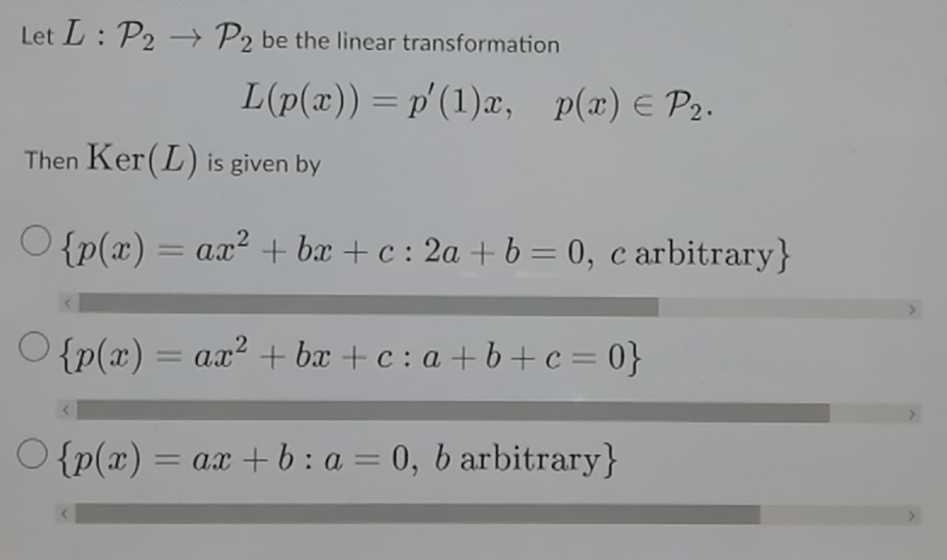 Solved Let L : P2 → P2 be the linear transformation L(p(x)) | Chegg.com