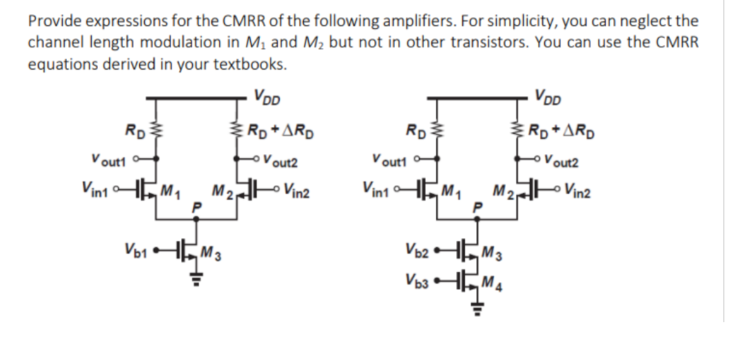 Solved Provide expressions for the CMRR of the following | Chegg.com