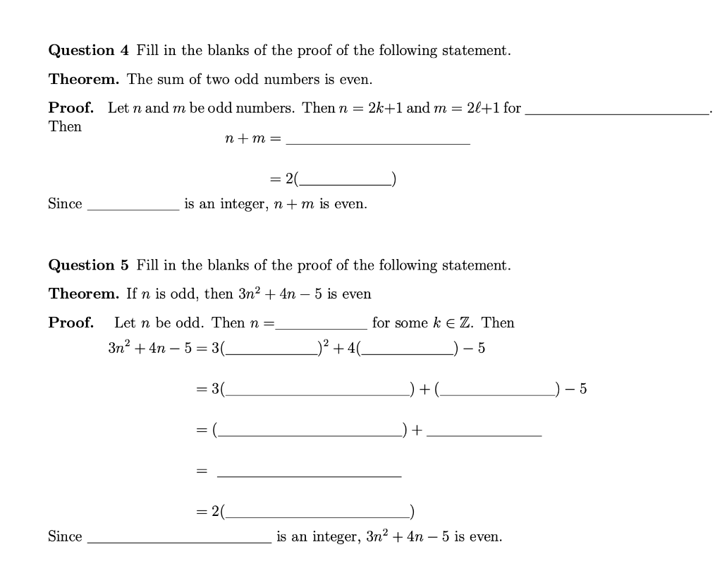 Solved Question 4 Fill in the blanks of the proof of the | Chegg.com