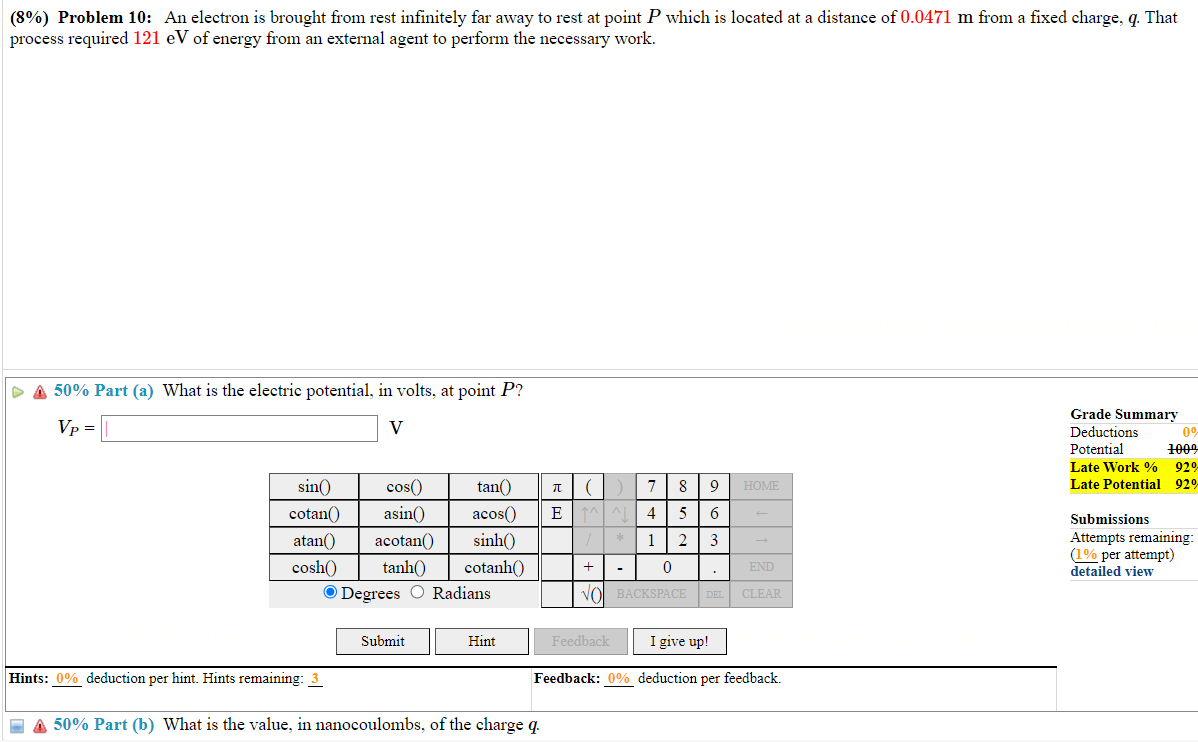 Solved 8 Problem 10 An Electron Is Brought From Rest