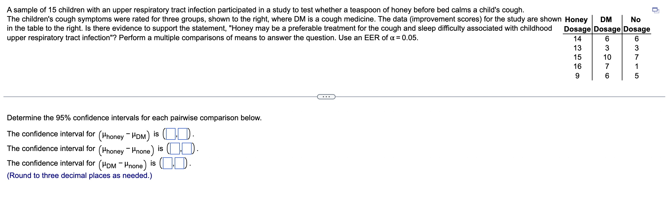 Solved A sample of 15 children with an upper respiratory | Chegg.com