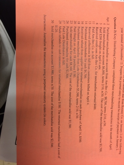 Krey Distributing Company completed these | Chegg.com