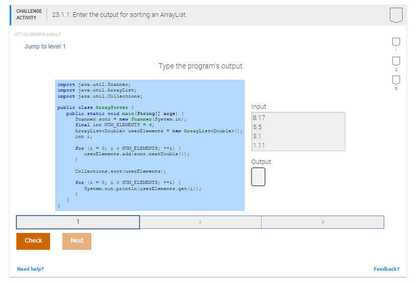 Solved 23.1.1: Enter the output for sorting an | Chegg.com