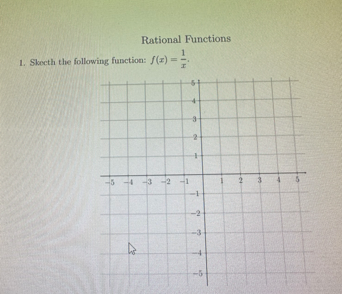 Solved Rational Functions 1. Skecth the following function: | Chegg.com