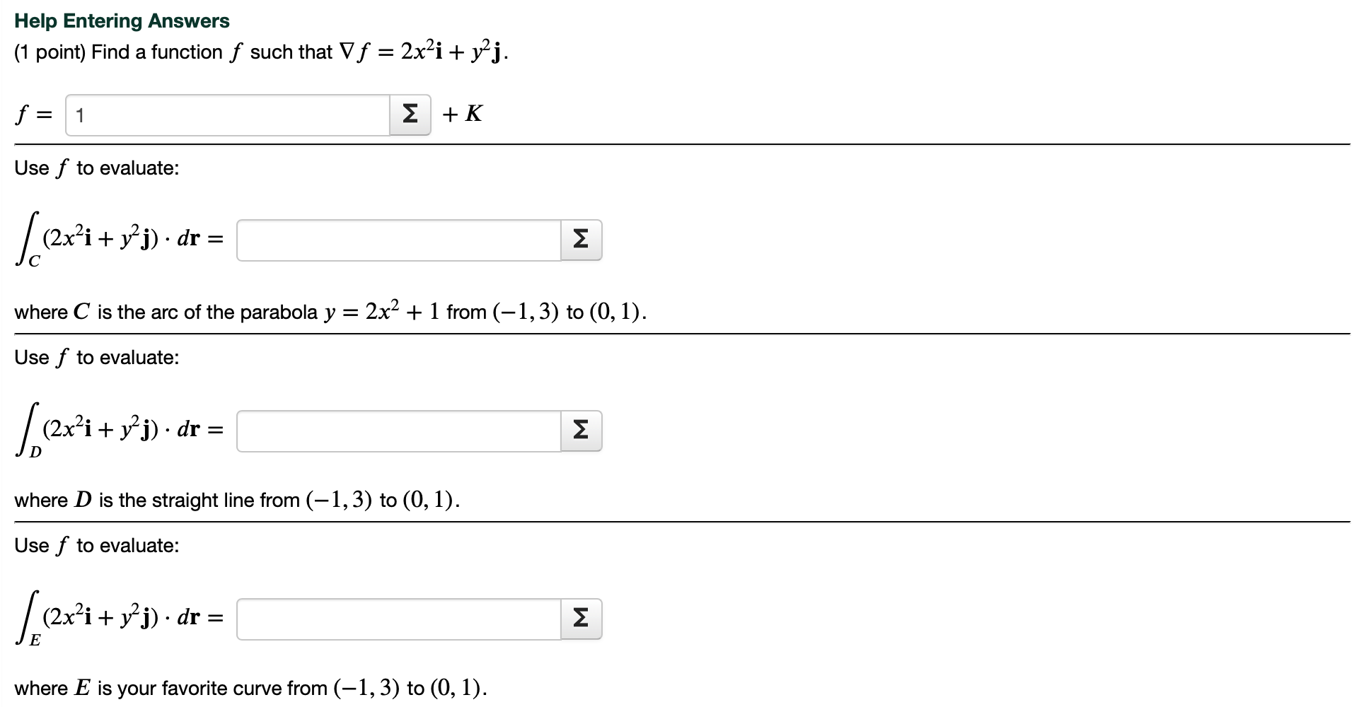 Solved Help Entering Answers (1 point) Find a function f | Chegg.com