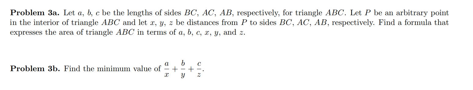 Solved Problem 3a. Let a, b, c be the lengths of sides BC, | Chegg.com