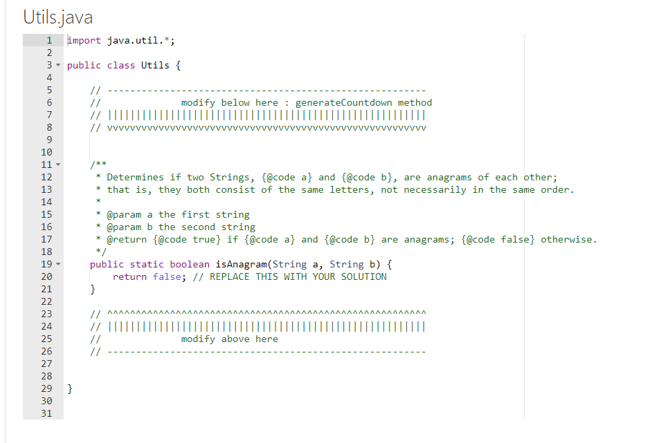 Solved Utils.java 1 import java.util.*; 2. 3 - public class | Chegg.com