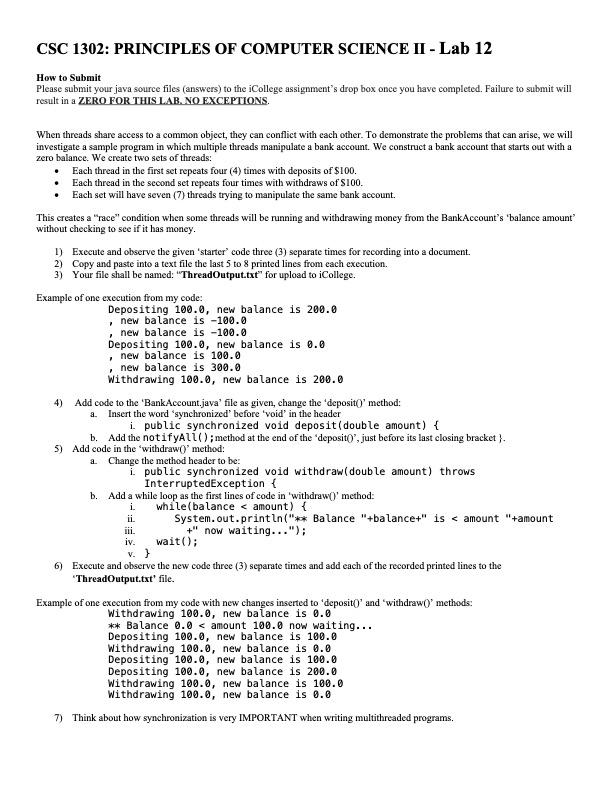 public class WithdrawRunnable implements Runnable { | Chegg.com