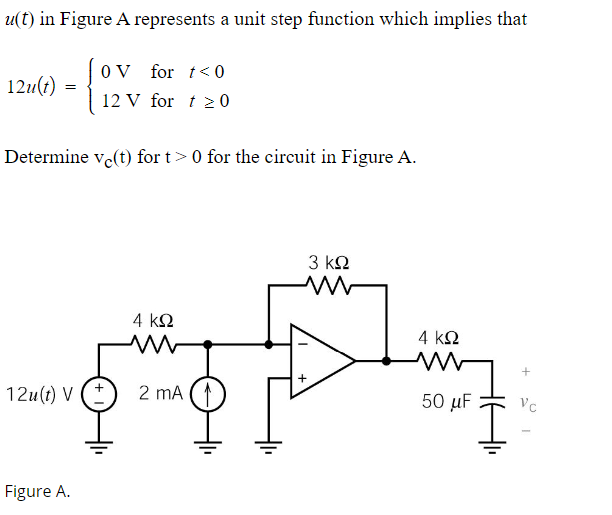 Solved u(t) in Figure A represents a unit step function | Chegg.com