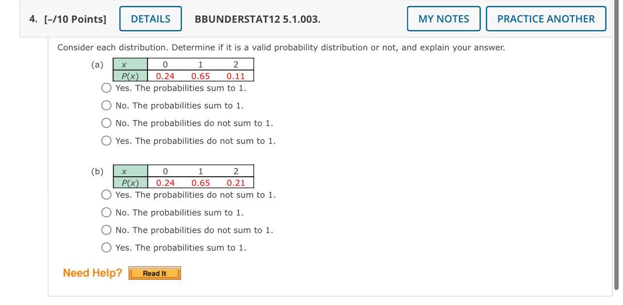 Solved Yes. The probabilities sum to 1 . | Chegg.com Solved Yes. The probabilities sum to 1 . | Chegg.com