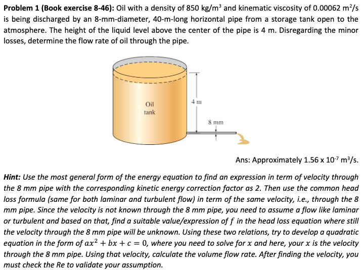 Problem 1 (Book exercise 8-46): Oil with a density of | Chegg.com
