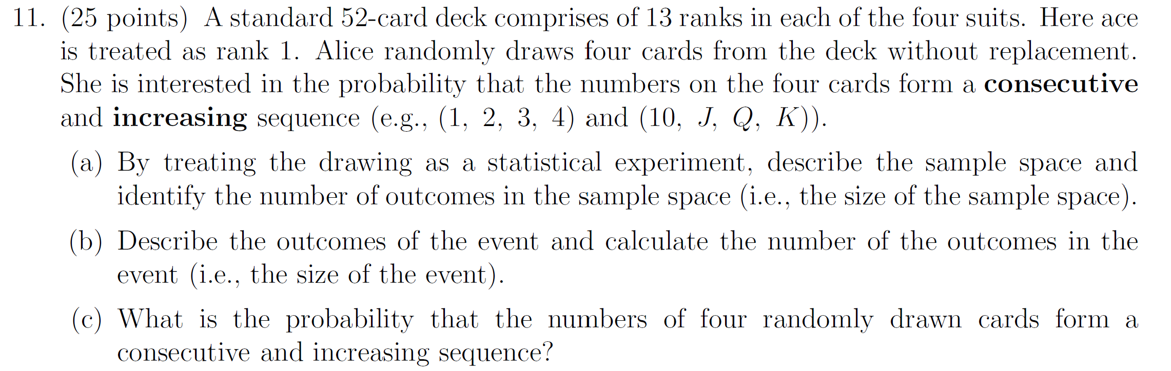 Solved 1. (25 points) A standard 52 -card deck comprises of | Chegg.com