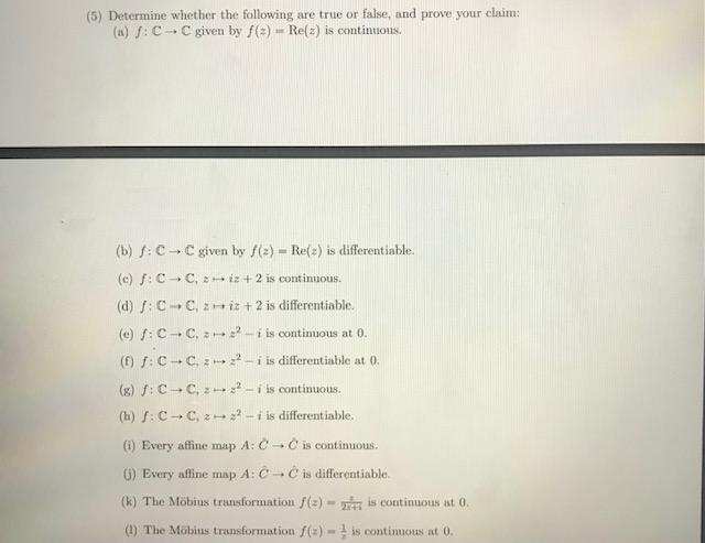 Solved (5) Determine whether the following are true or | Chegg.com