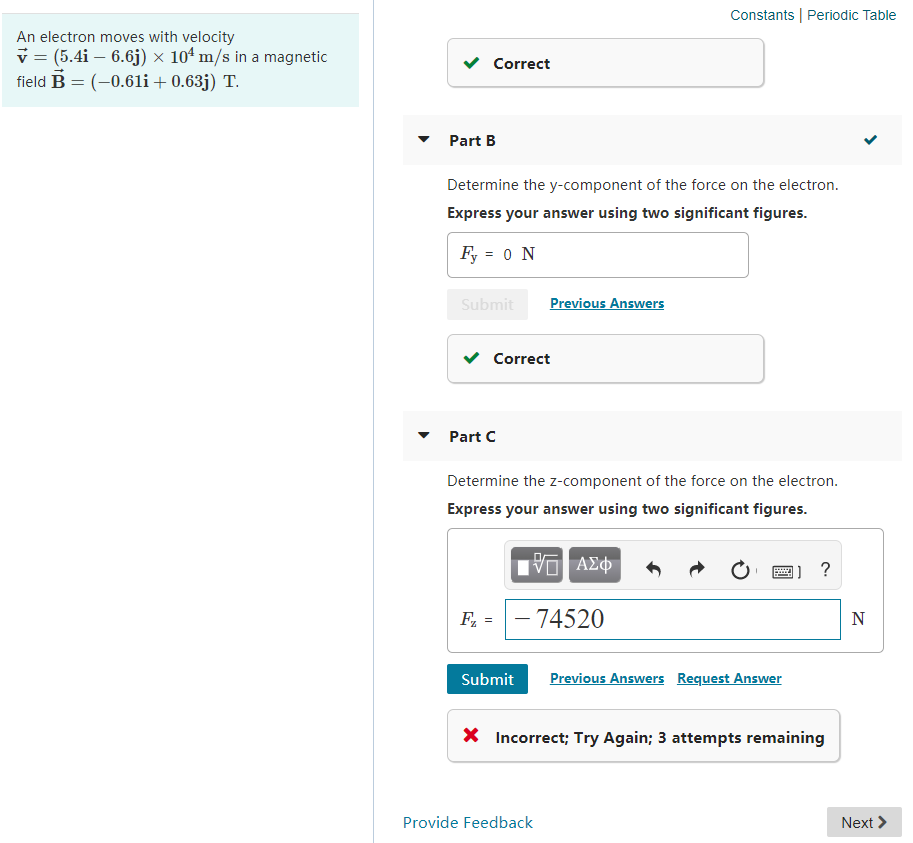 Solved Part C Determine the z-component of the force on the | Chegg.com