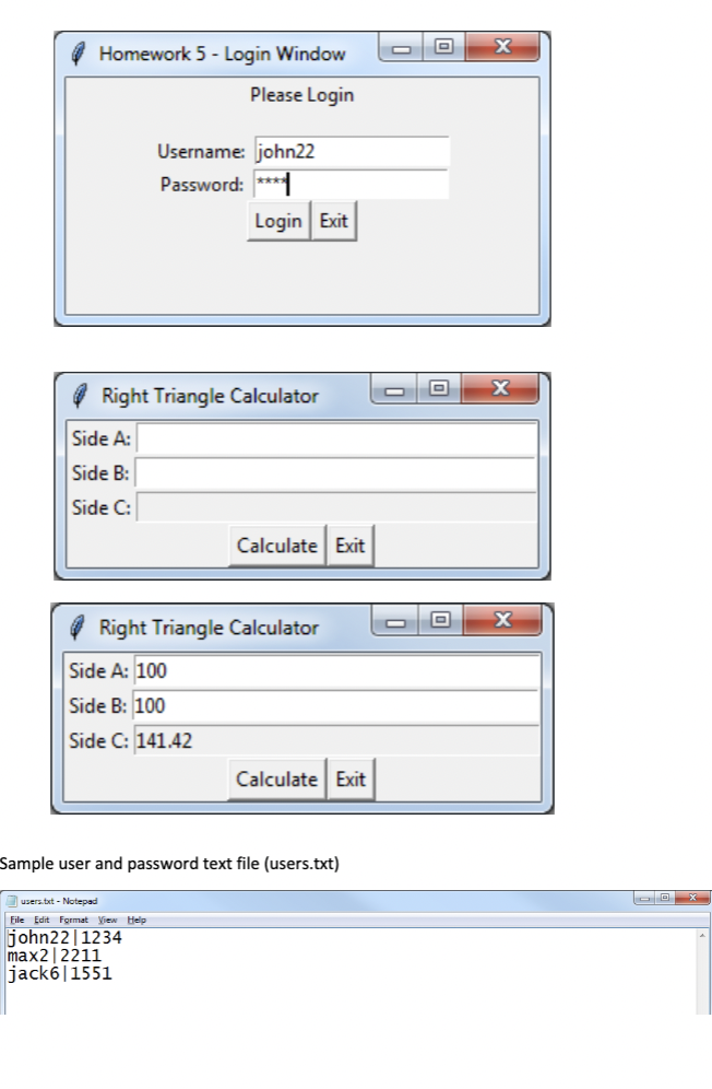 Solved Create a GUI program that calculates the hypotenuse | Chegg.com