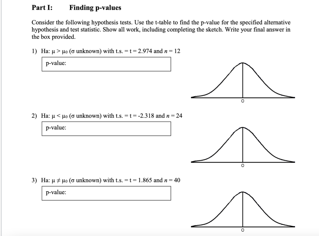 Solved Part I Finding P values Consider The Following Chegg