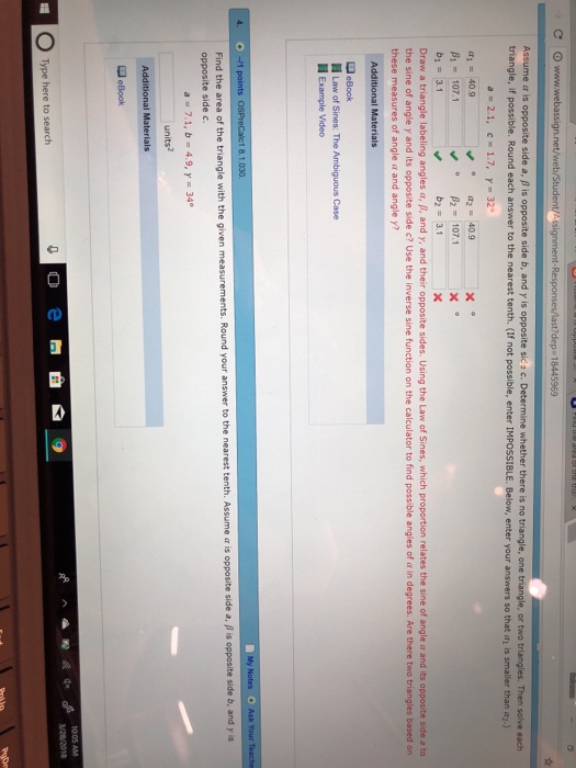 Solved Assume is opposite side a, is opposite side b, and r | Chegg.com