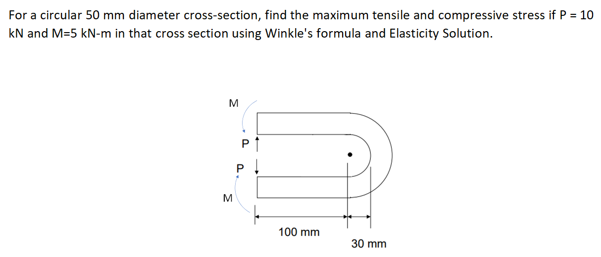 Solved For a circular 50 mm diameter cross-section, find the | Chegg.com