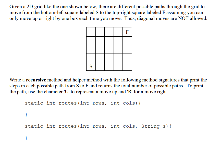 Solved Given a 2D grid like the one shown below, there are | Chegg.com