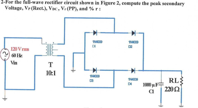 Solved 2-For the full-wave rectifier circuit shown in Figure | Chegg.com