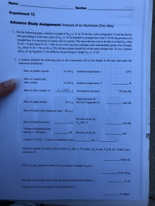 Name Section Advance Study Assignment: Analysis of an | Chegg.com