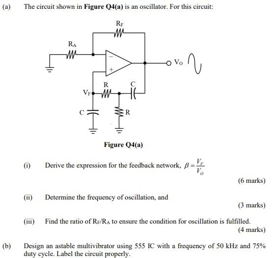 Solved (a) The circuit shown in Figure Q4(a) is an | Chegg.com