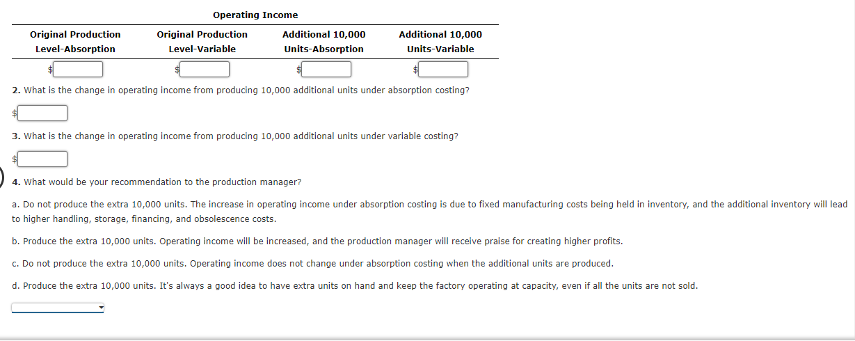 Solved Mastery Problem: Variable Costing for Management | Chegg.com