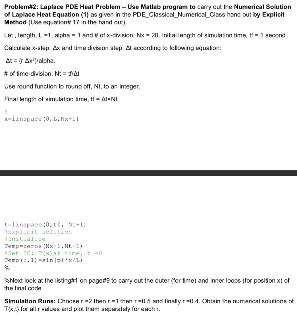 Problem#2: Laplace PDE Heat Problem-Use Matlab | Chegg.com