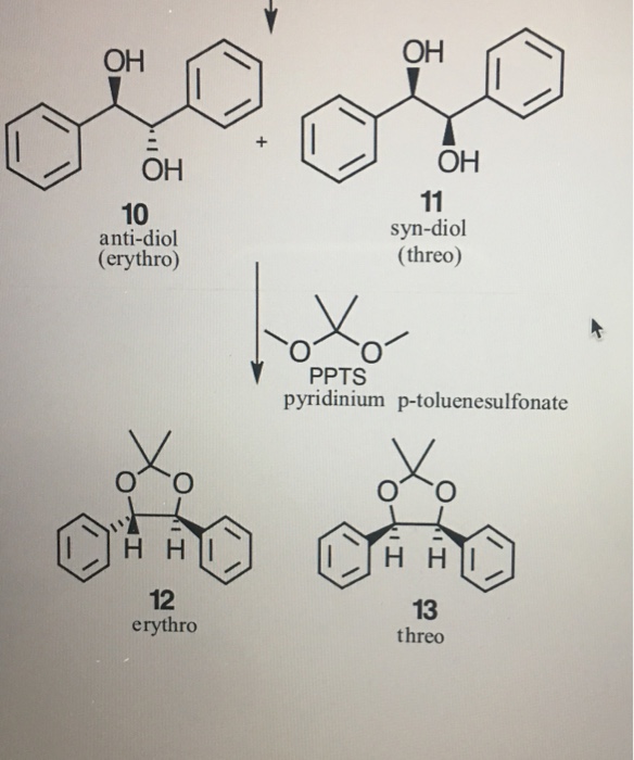 Solved OH OH OH 10 anti-diol (erythro) syn-diol (threo) PPTS | Chegg.com