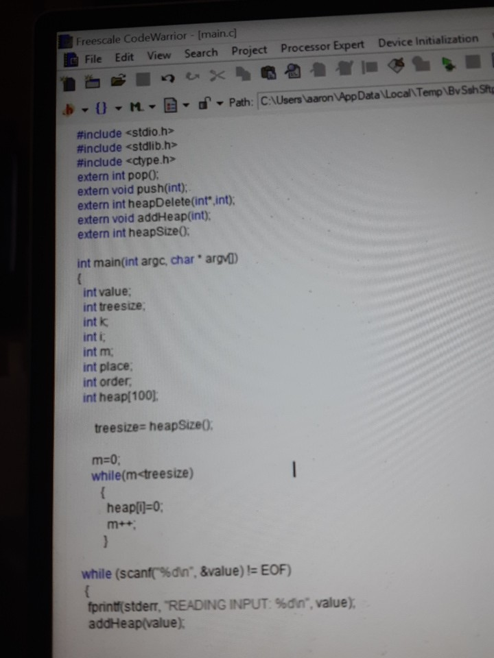 Solved Freescale CodeWarrior - [main.c) File Edit View | Chegg.com