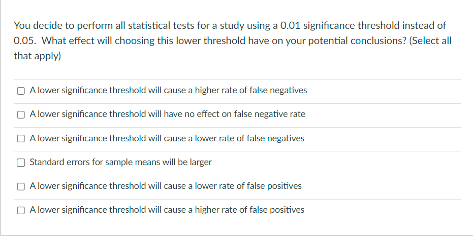 Solved You decide to perform all statistical tests for a | Chegg.com