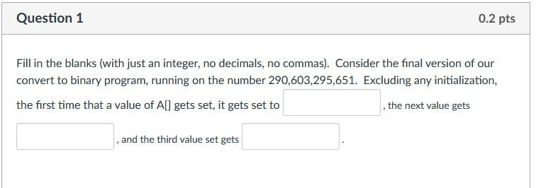 Fill in the blanks (with just an integer, no | Chegg.com