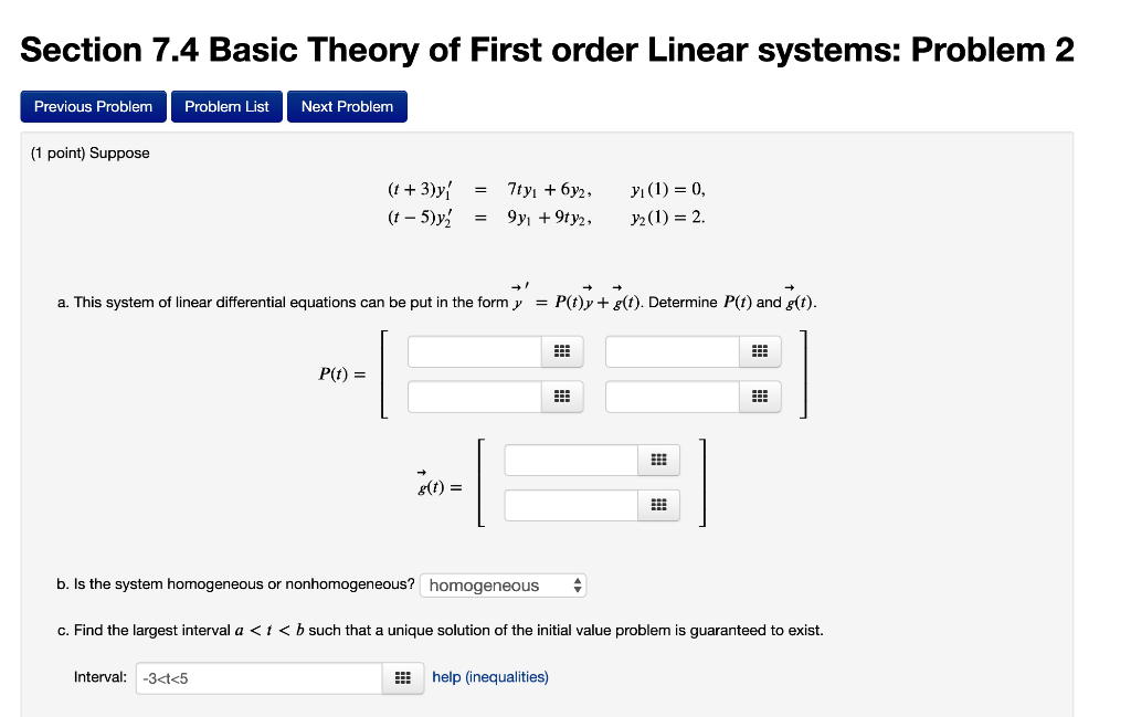 Solved Section 7.4 Basic Theory of First order Linear | Chegg.com