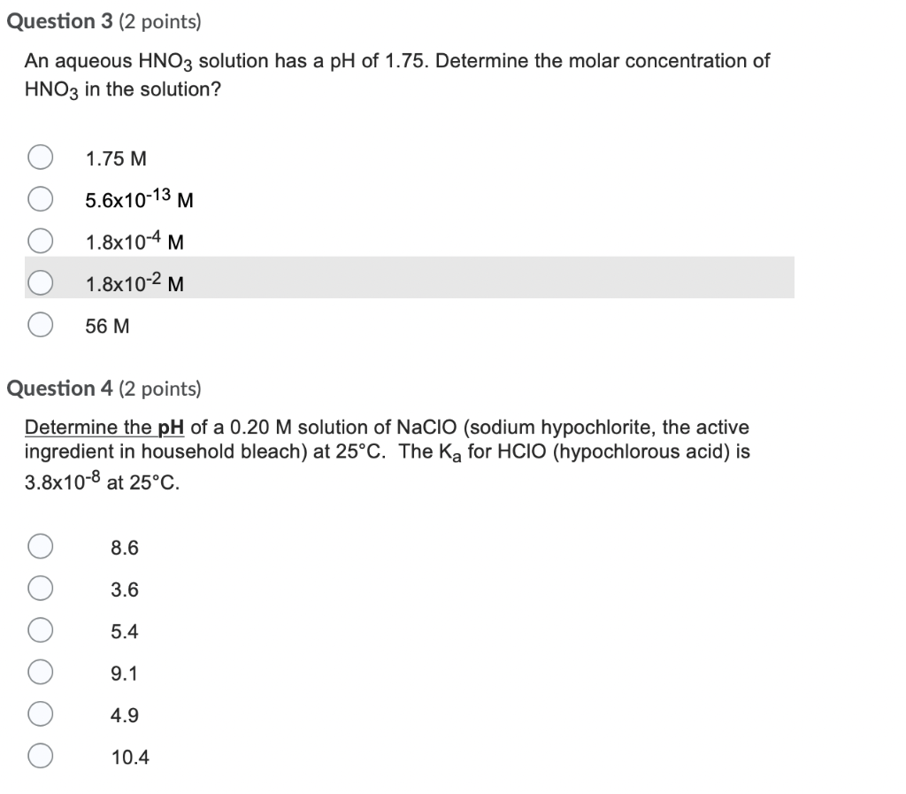 Solved Question 3 (2 points) An aqueous HNO3 solution has a | Chegg.com