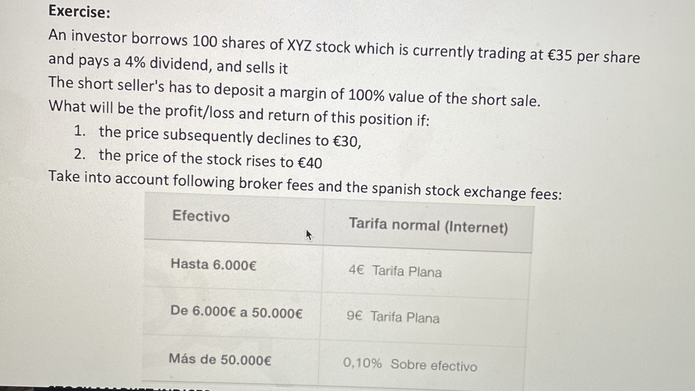 Solved Exercise:An investor borrows 100 ﻿shares of xYZ | Chegg.com