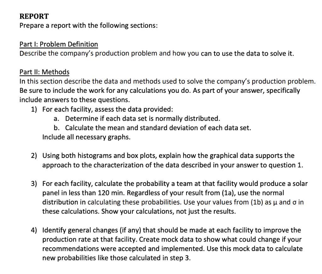 REPORT Prepare a report with the following sections: | Chegg.com