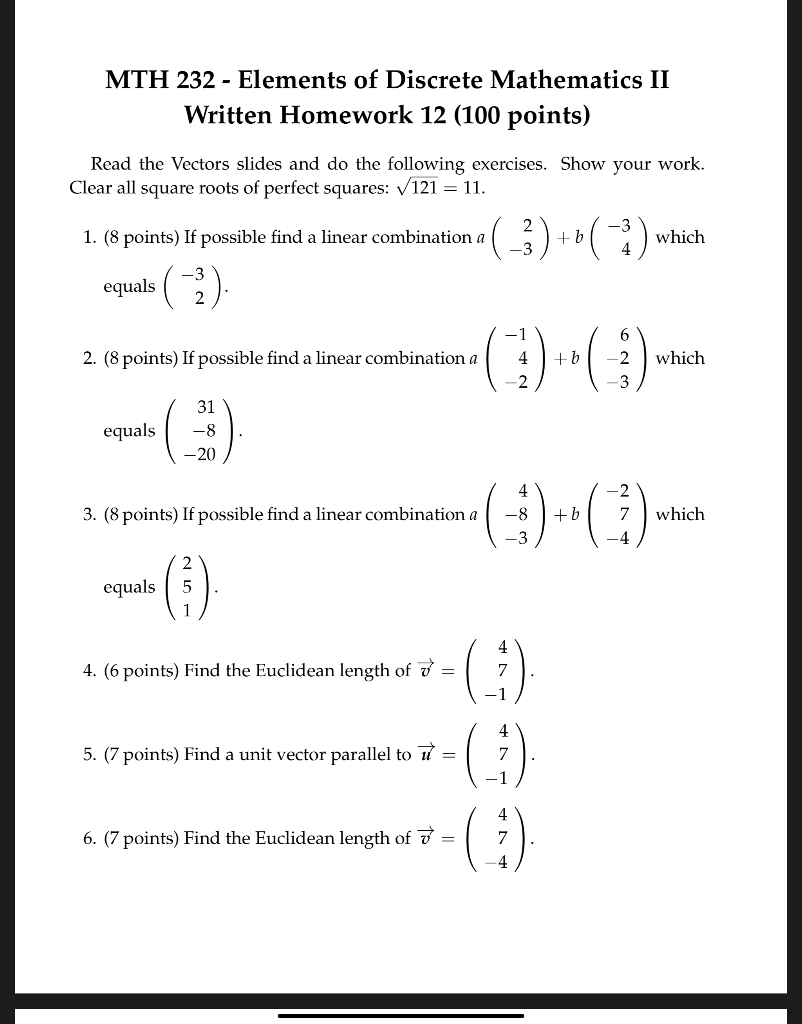 Solved MTH 232 - Elements of Discrete Mathematics II Written | Chegg.com