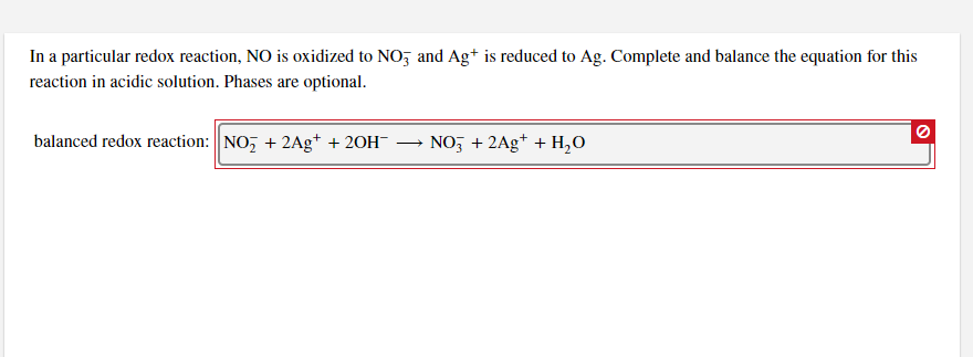 Solved In a particular redox reaction, NO is oxidized to NO3 | Chegg.com