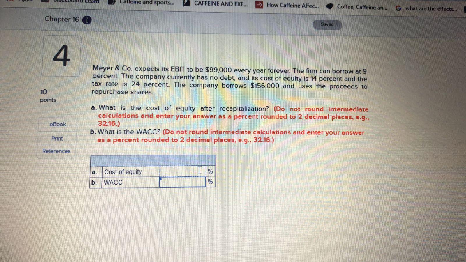 Solved Learn Catteine and sports... CAFFEINE AND EXE... How | Chegg.com
